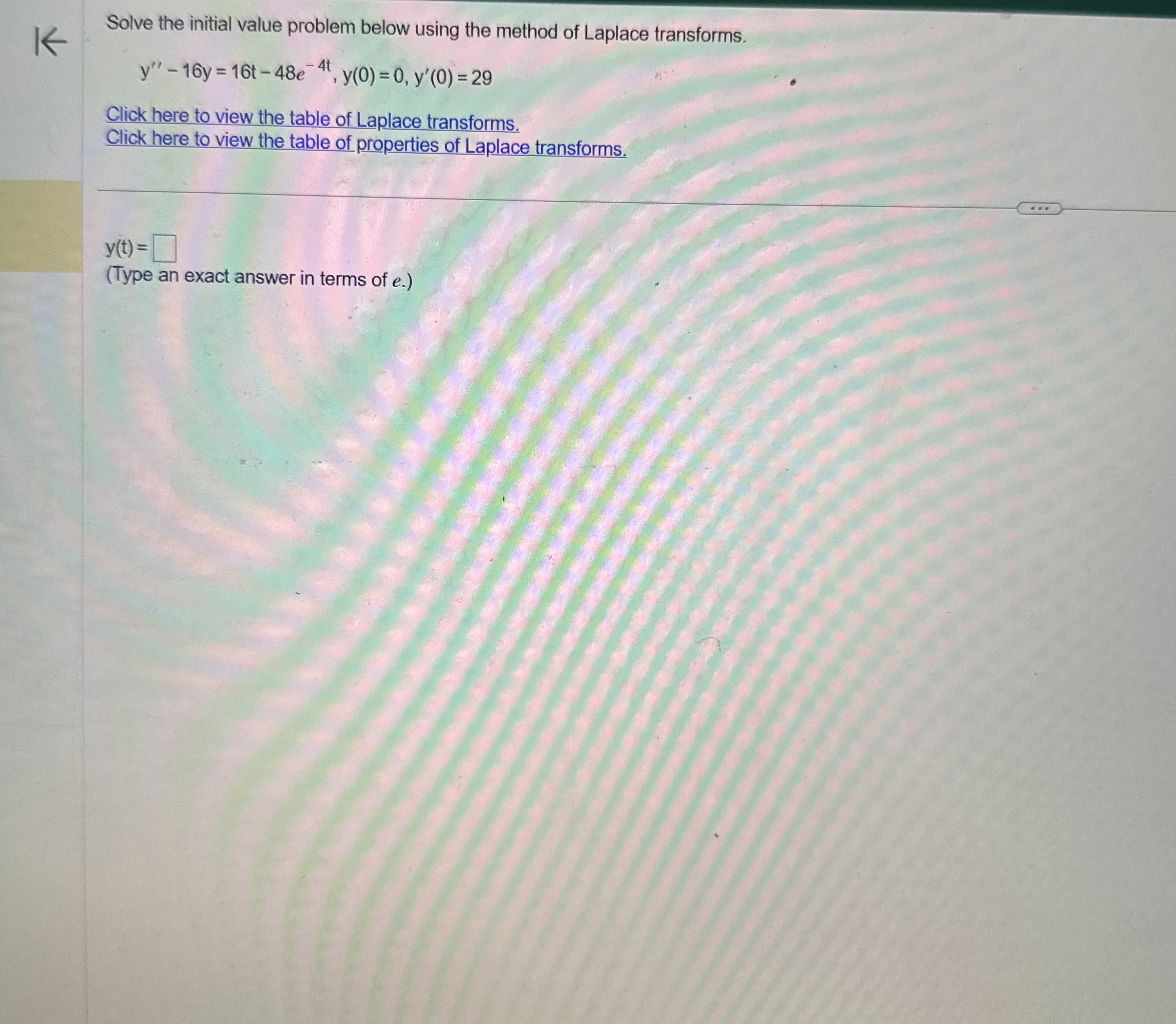 Solve the initial value problem below using the | Chegg.com