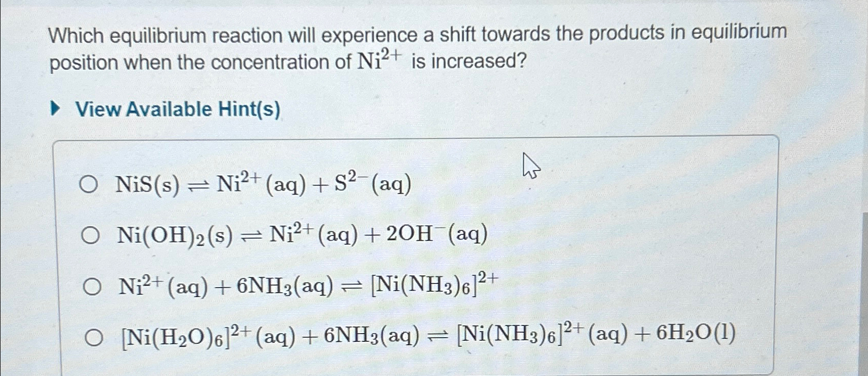 Solved Which equilibrium reaction will experience a shift | Chegg.com