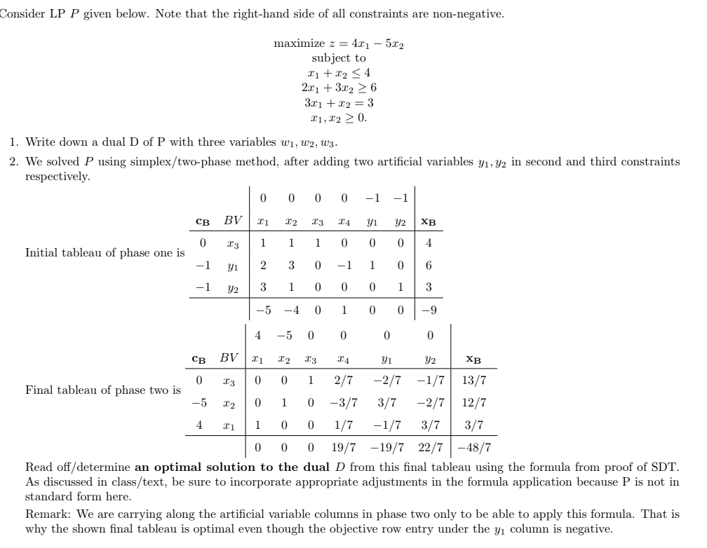 Solved Consider LP P given below. Note that the right-hand | Chegg.com