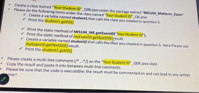 Solved - Create a class named "Your Student ID"_Q03.java | Chegg.com