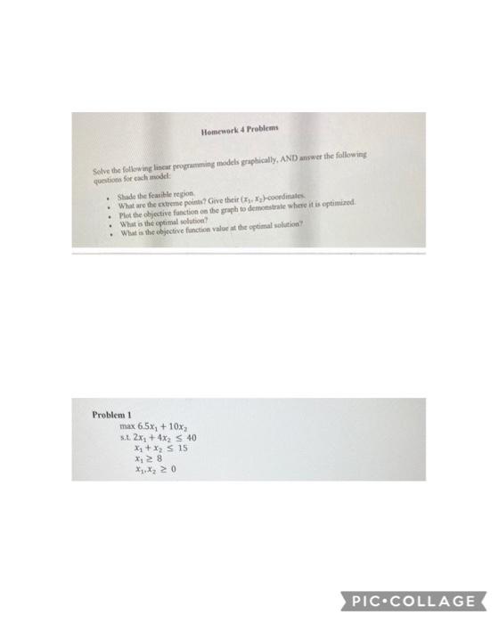 Solved Solve the following lincar programming models | Chegg.com