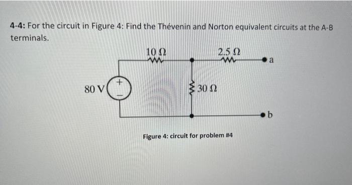 Solved 4-4: For the circuit in Figure 4: Find the Thévenin | Chegg.com