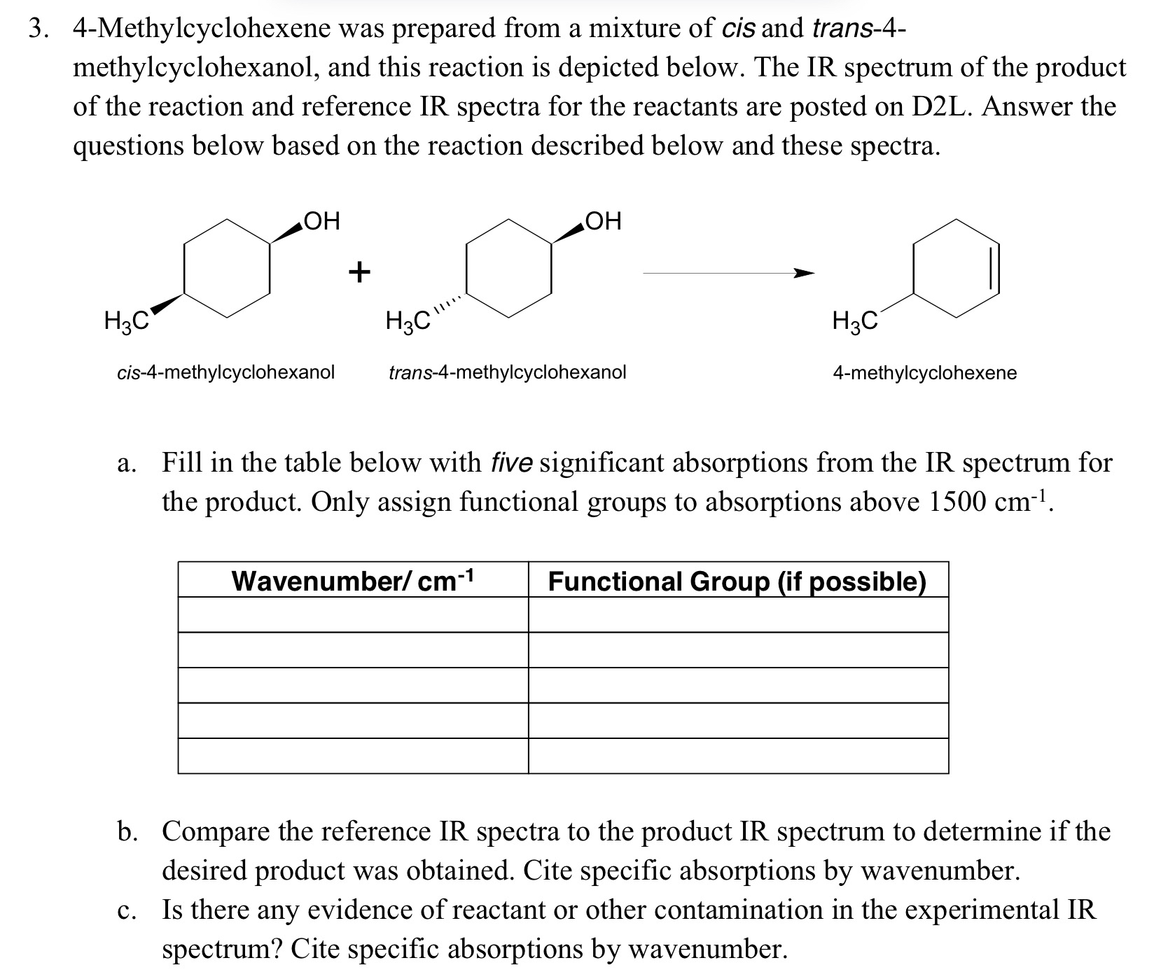 Solved 4-Methylcyclohexene was prepared from a mixture of | Chegg.com