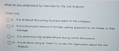 Solved What do you understand by interview for the Job | Chegg.com