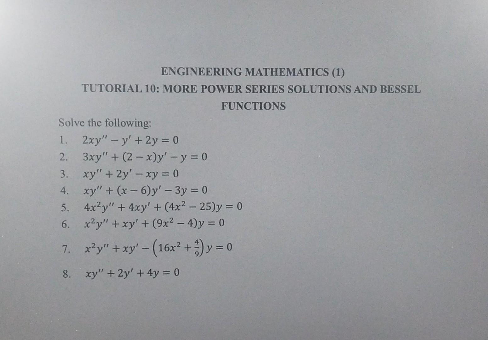Solved ENGINEERING MATHEMATICS (1) TUTORIAL 10: MORE POWER | Chegg.com