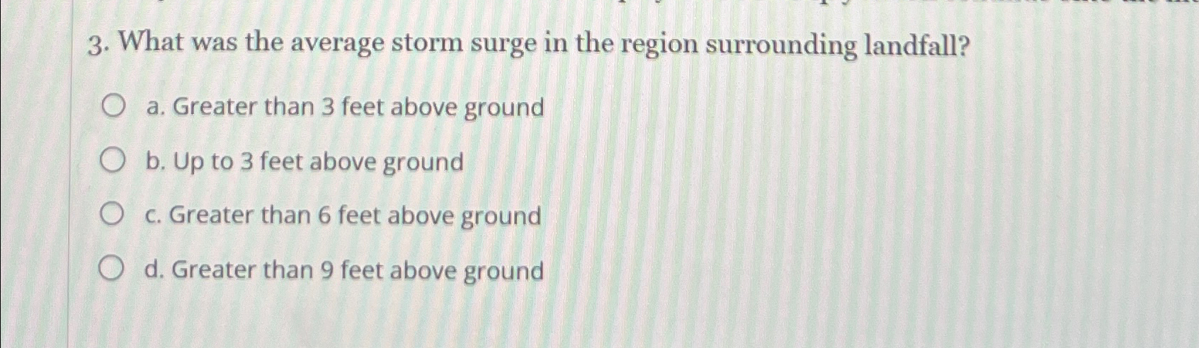 Solved What was the average storm surge in the region | Chegg.com