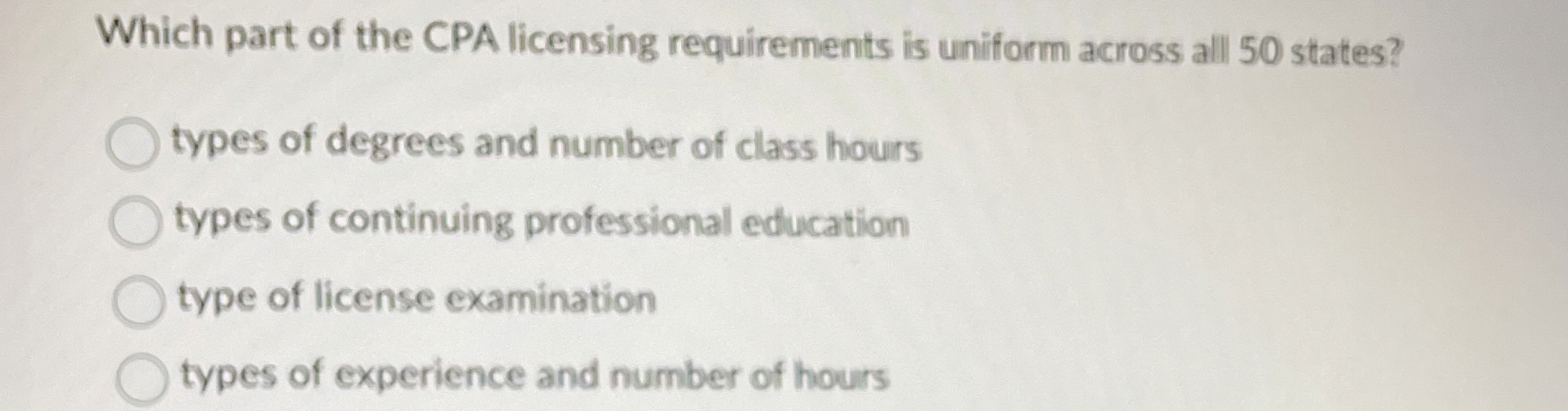 Solved Which part of the CPA licensing requirements is | Chegg.com