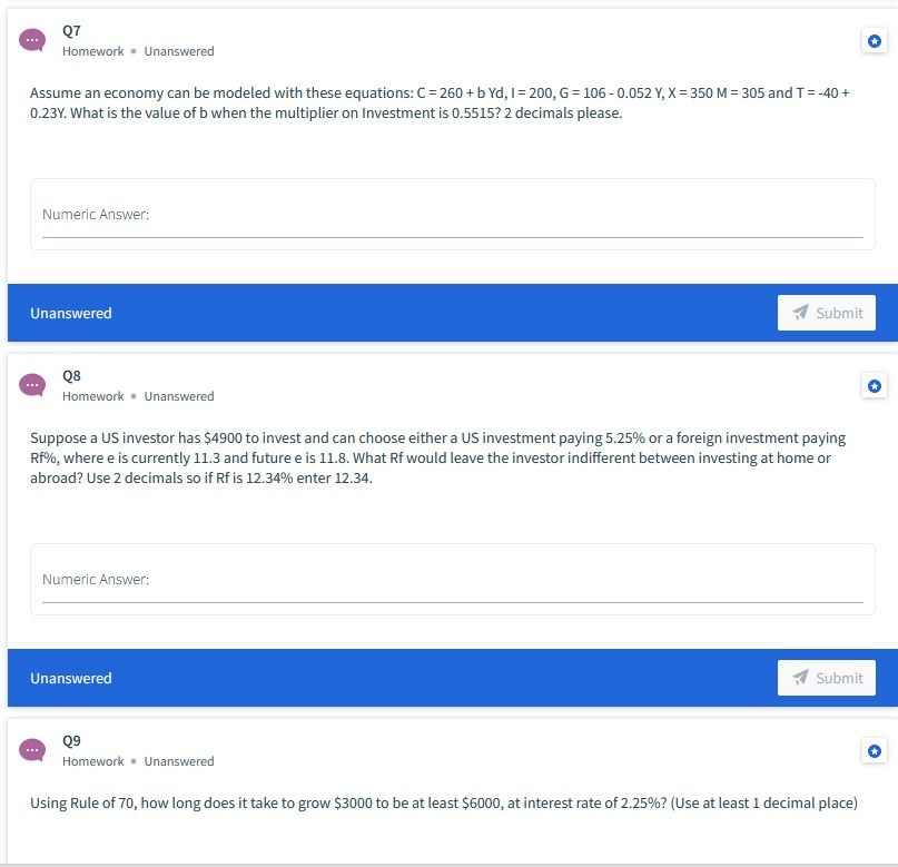 Solved Q7 Homework. Unanswered Assume an economy can be | Chegg.com