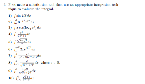 Solved 3. First make a substitution and then use an | Chegg.com