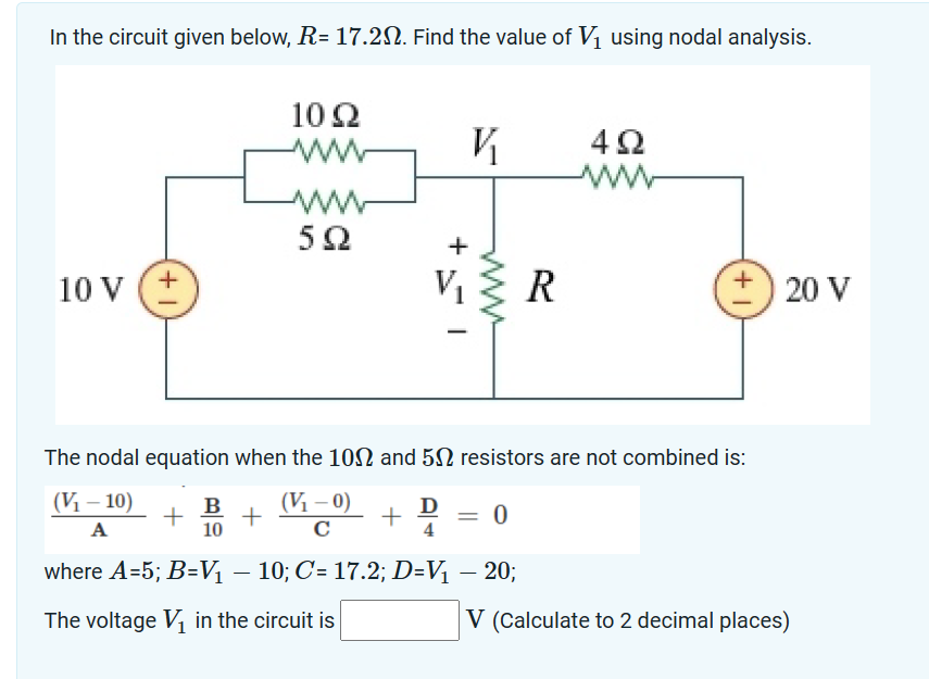 Solved In the circuit given below, R=17.2Ω. ﻿Find the value | Chegg.com