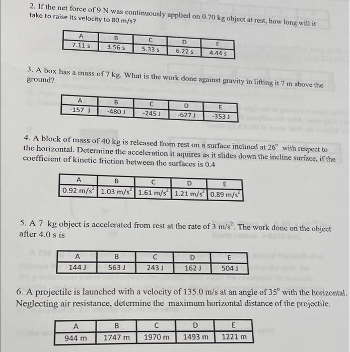 Solved 2. If the net force of 9 N was continuously applied | Chegg.com