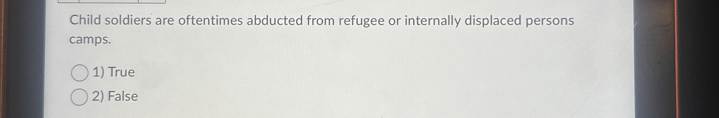 Solved Child soldiers are oftentimes abducted from refugee | Chegg.com