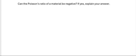 Solved Can the Poisson's ratio of a material be negative? If | Chegg.com