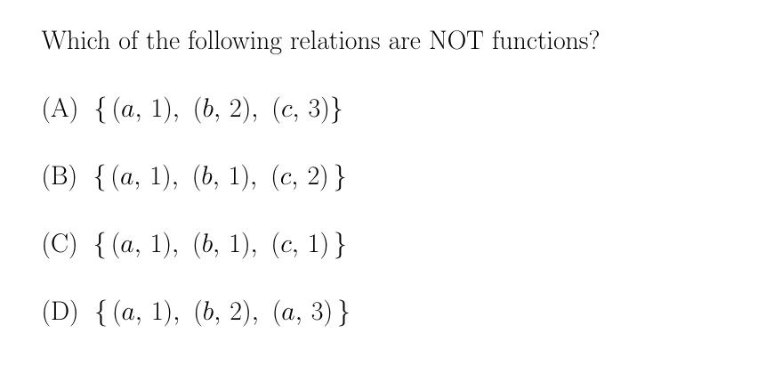 Solved Which of the following relations are NOT | Chegg.com