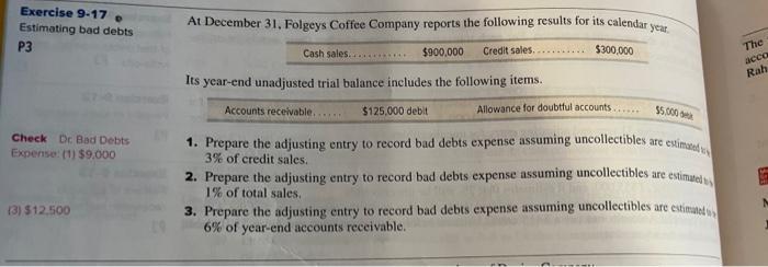 Solved 1. Prepare the adjusting entry to record bad debts | Chegg.com