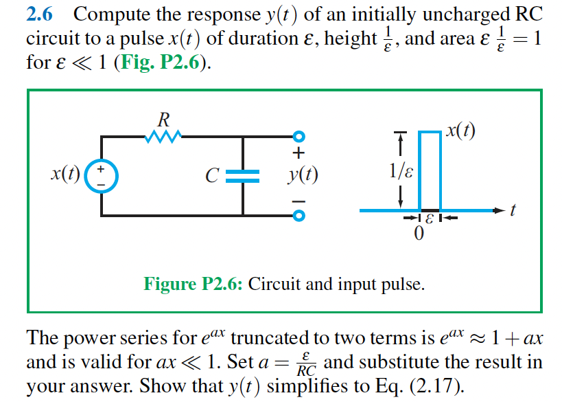 Solved 2.6 ﻿Compute the response y(t) ﻿of an initially | Chegg.com