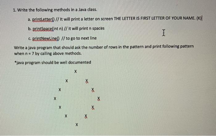 Solved 1. Write the following methods in a Java class. a. | Chegg.com