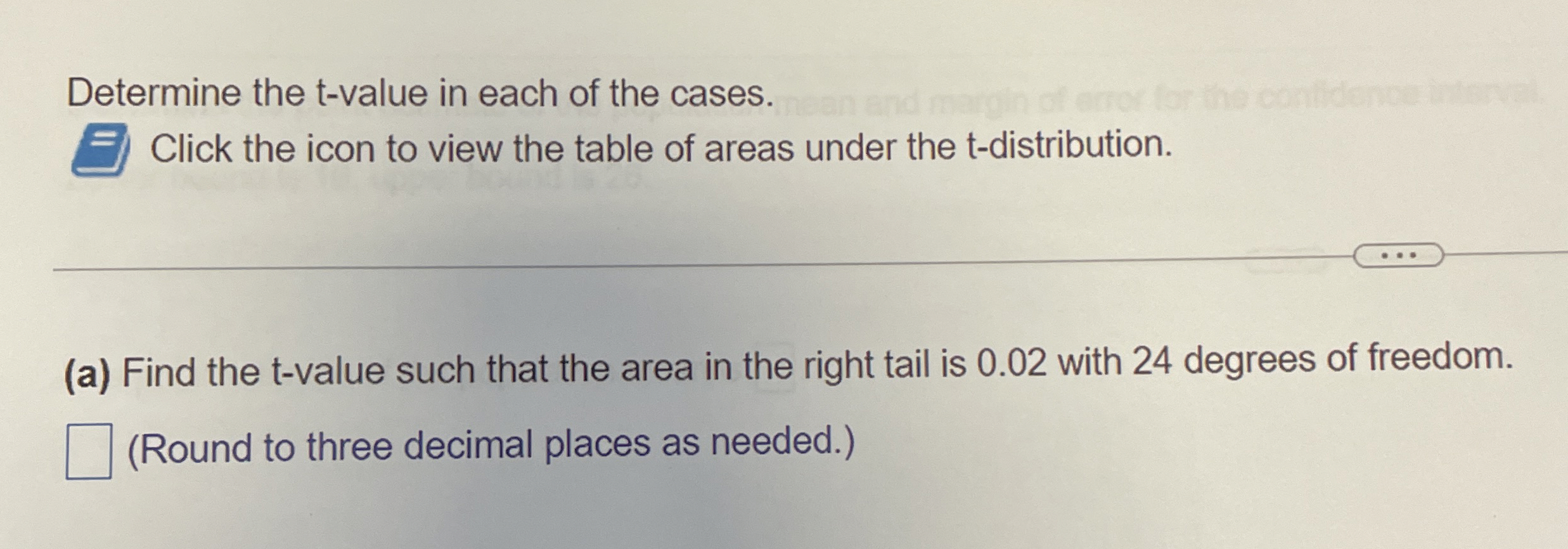 Solved Determine the t-value in each of the cases. ﻿Click | Chegg.com