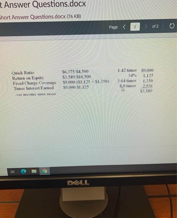 Solved hort Answer Questions.docx (76 KB) Page > of 2 0 Q15. | Chegg.com