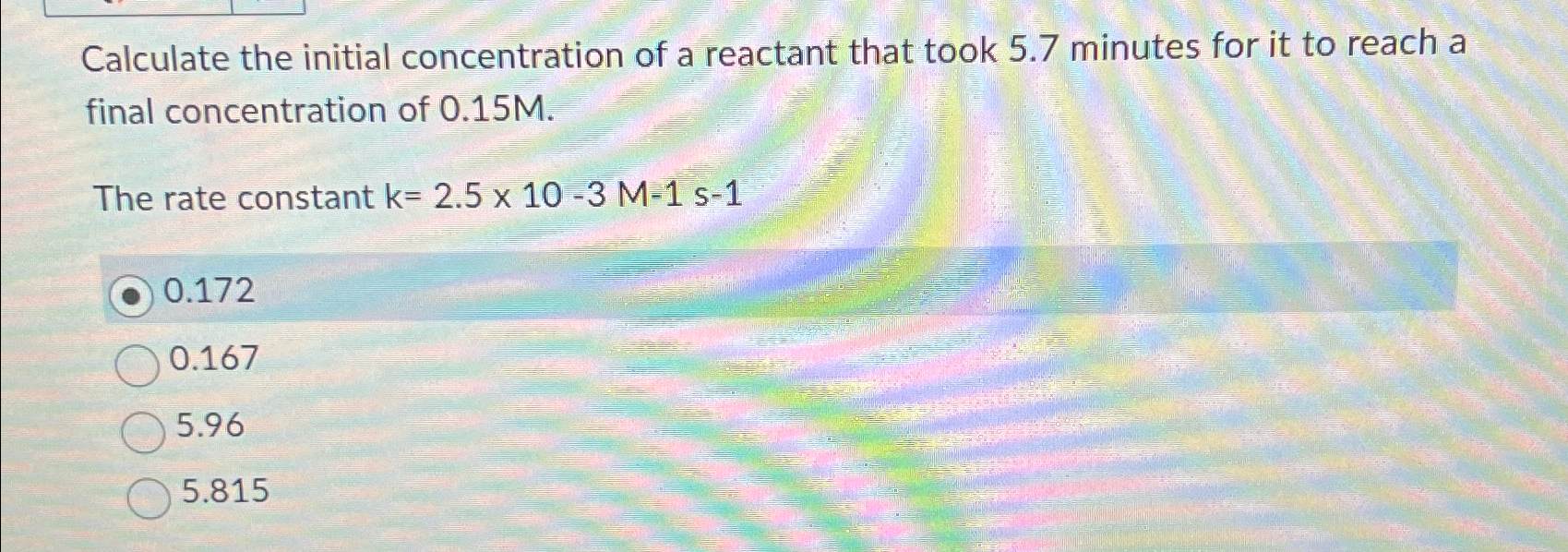 Solved Calculate the initial concentration of a reactant | Chegg.com