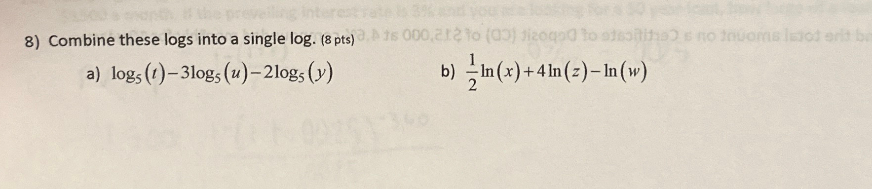 Solved Combine these logs into a single log. (8 | Chegg.com