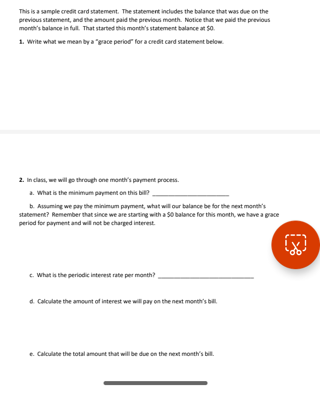Solved This is a sample credit card statement. The statement | Chegg.com