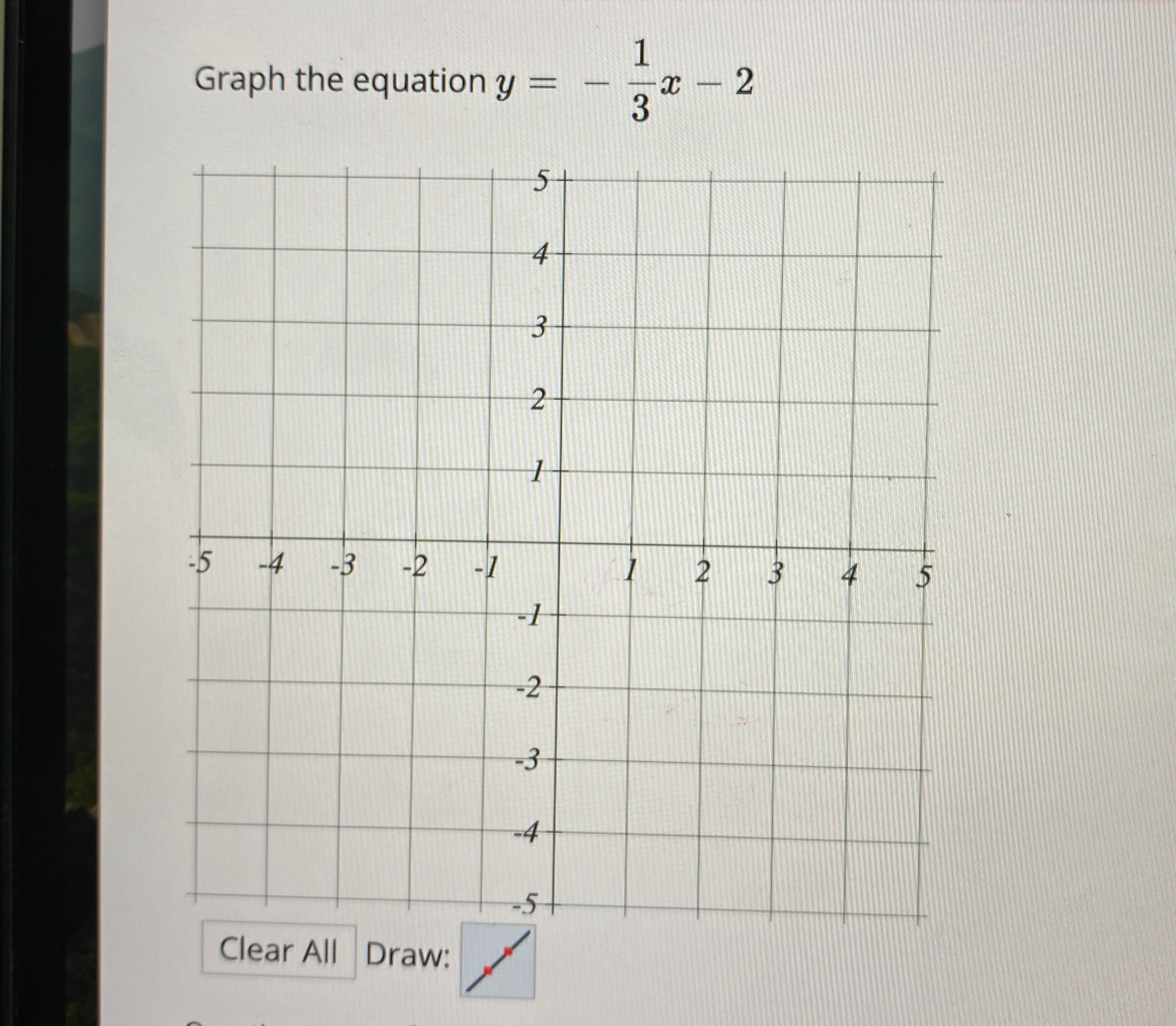 Solved Graph the equation y=-13x-2Can you help me i can't | Chegg.com