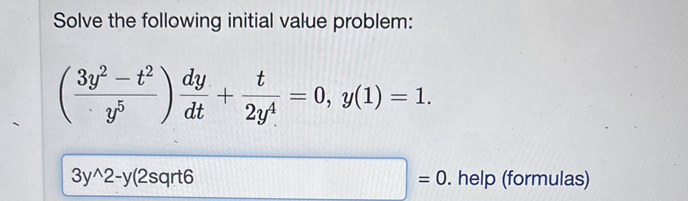 Solved Solve the following initial value | Chegg.com