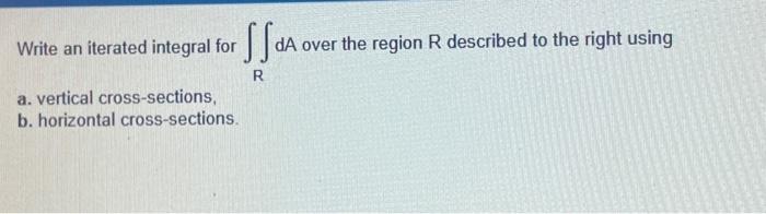 Solved Write an iterated integral for ∬RdA over the region R | Chegg.com