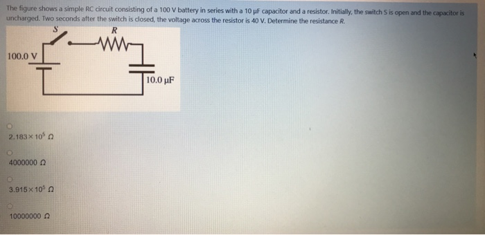 Solved The figure shows a simple RC circuit consisting of a | Chegg.com