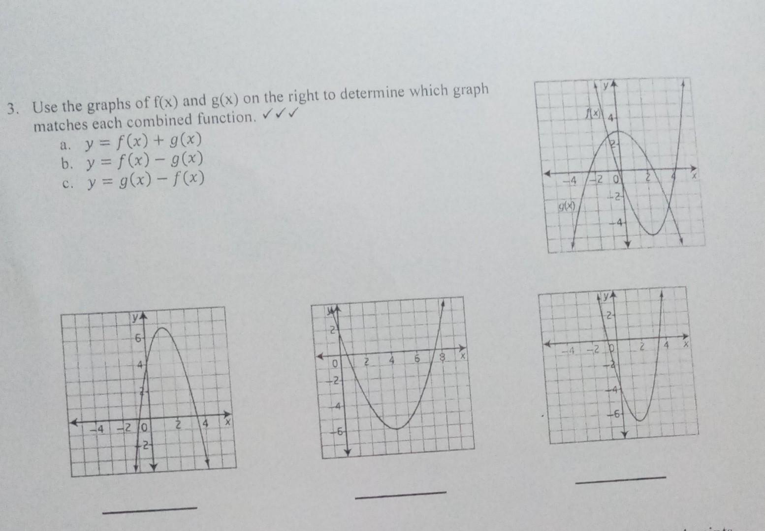 Solved 3. Use the graphs of f(x) and g(x) on the right to | Chegg.com