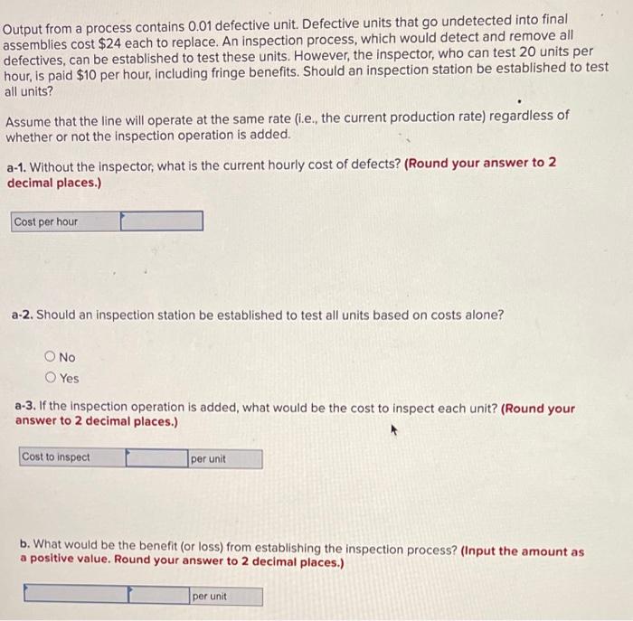 Solved Output from a process contains 0.01 defective unit. | Chegg.com