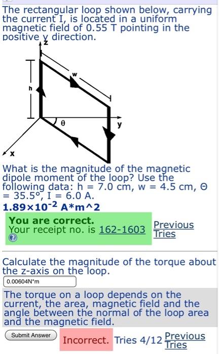 Solved The rectangular loop shown below, carrying the | Chegg.com