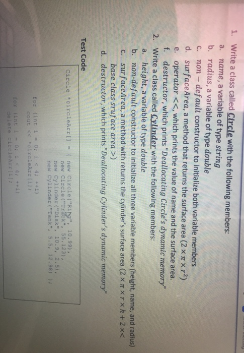 Solved 1. Write a class called Circle with the following | Chegg.com