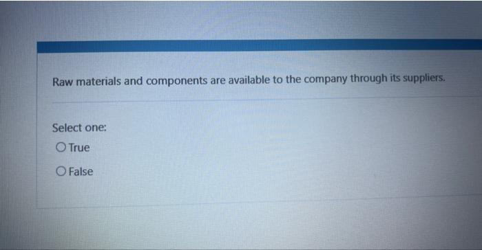 Solved Raw materials and components are available to the | Chegg.com