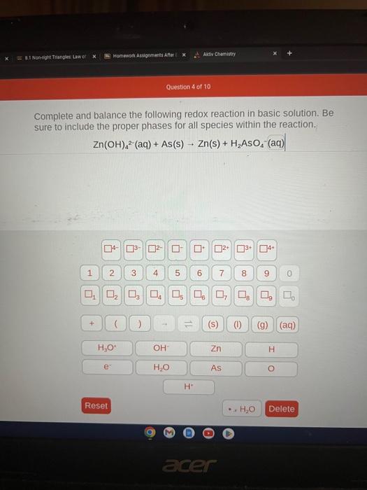 Solved Complete and balance the following redox reaction in | Chegg.com