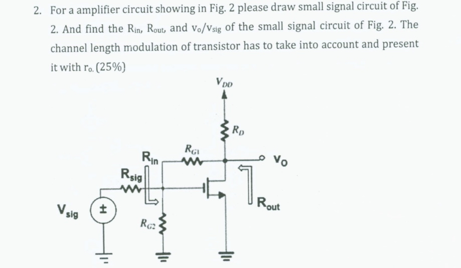 Solved For a amplifier circuit showing in Fig. 2 ﻿please | Chegg.com