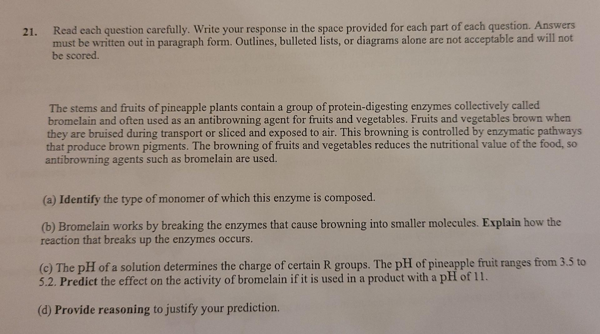 Solved 21. Read each question carefully. Write your response | Chegg.com Solved 21. Read each question carefully. Write your response | Chegg.com