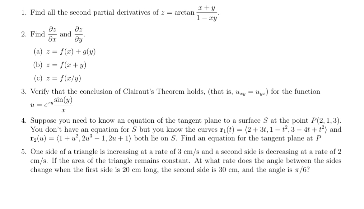 Solved Find all the second partial derivatives of | Chegg.com