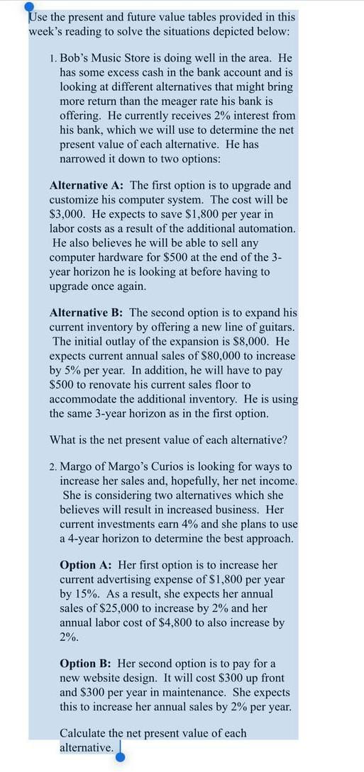 Solved veek's reading to solve the situations depicted | Chegg.com