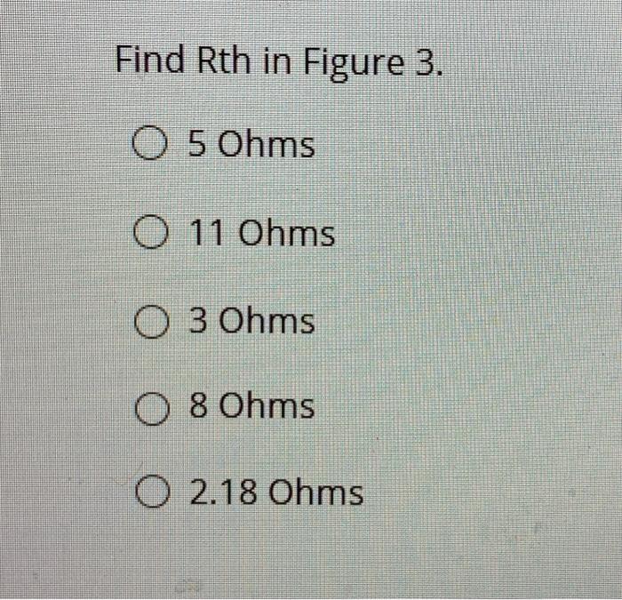 Solved Find Rth in Figure 3. O 5 Ohms O 11 Ohms O 3 Ohms O 8 | Chegg.com