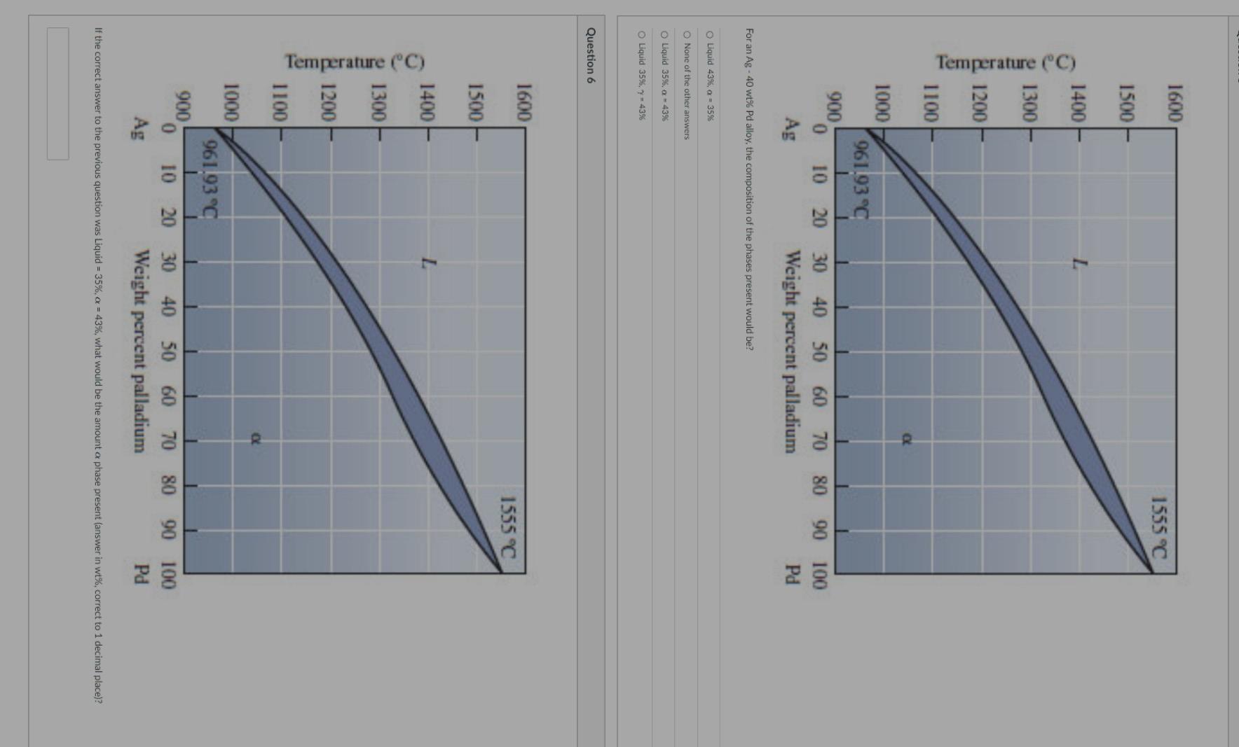 For an Ag - 40 wt\% Pd alloy, the composition of the | Chegg.com