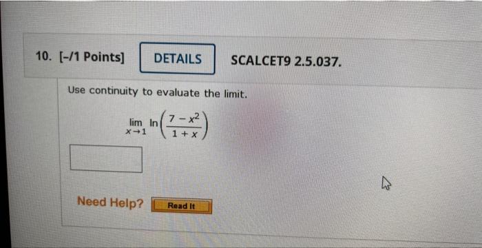 Solved Use continuity to evaluate the limit. | Chegg.com