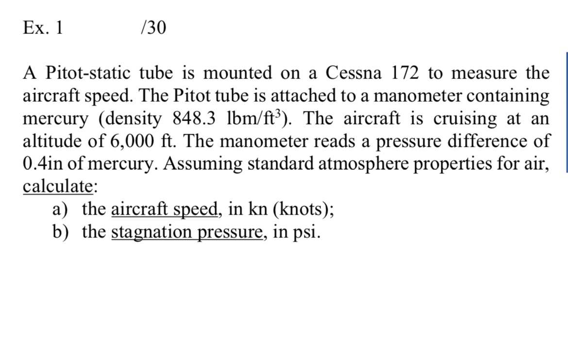 Solved Ex. 1130A Pitot-static tube is mounted on a Cessna | Chegg.com