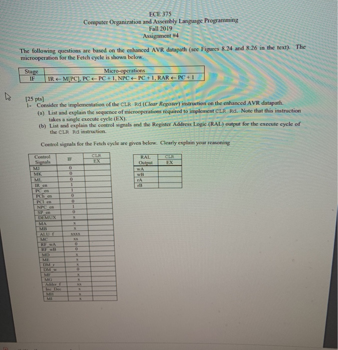 ECE 375 Computer Organization and Assembly Language | Chegg.com