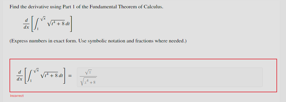 Solved Find the derivative using Part 1 ﻿of the Fundamental | Chegg.com