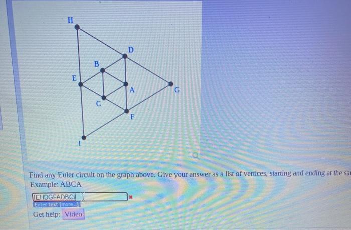 Solved H D B E G С F Find any Euler circuit on the graph | Chegg.com