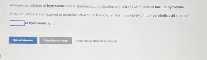 Solved An aqueous solution of hydroiodic acid is | Chegg.com