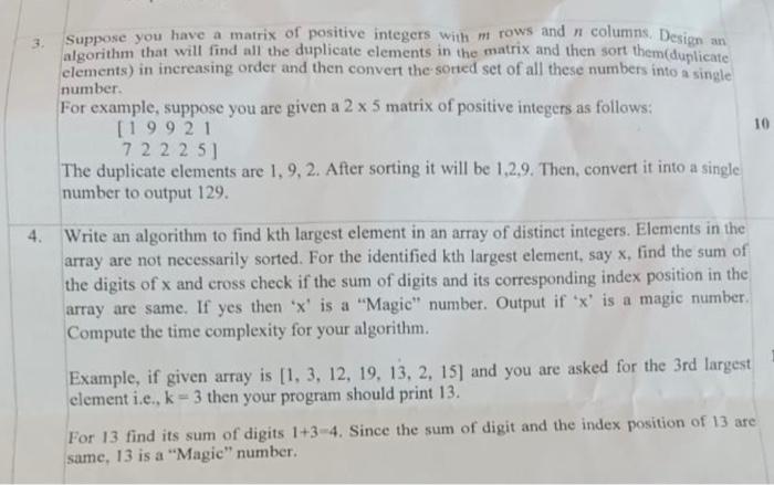 Solved 3. Suppose you have a matrix of positive integers | Chegg.com
