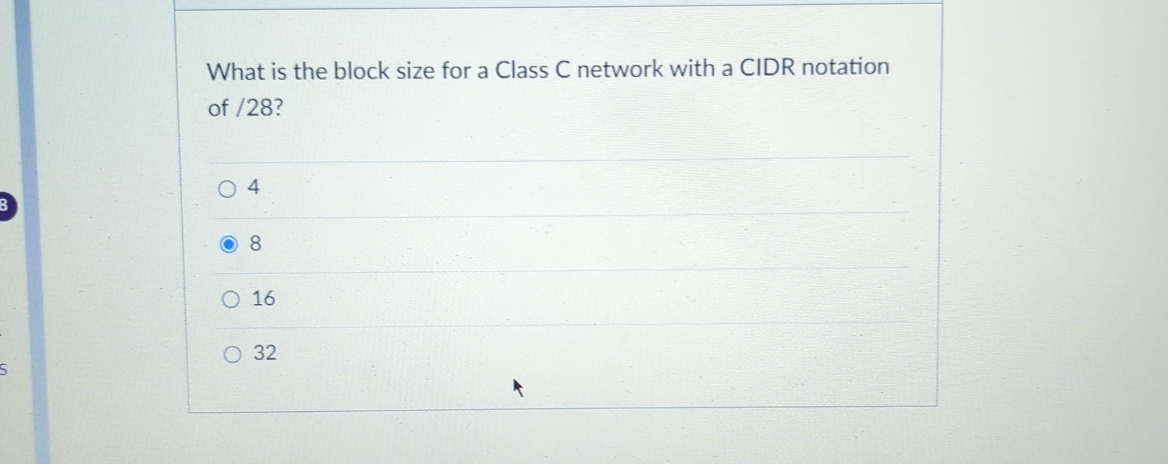 Solved What is the block size for a Class C network with a | Chegg.com
